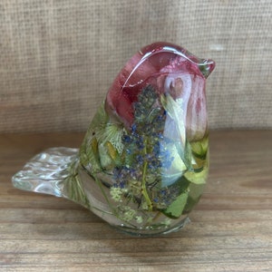 Flower Bouquet Preservation Resin Bird Robin Memorial Keepsake Wedding ...
