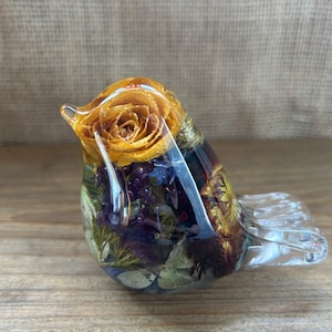 Flower Bouquet Preservation Resin Bird Robin Memorial Keepsake Wedding ...