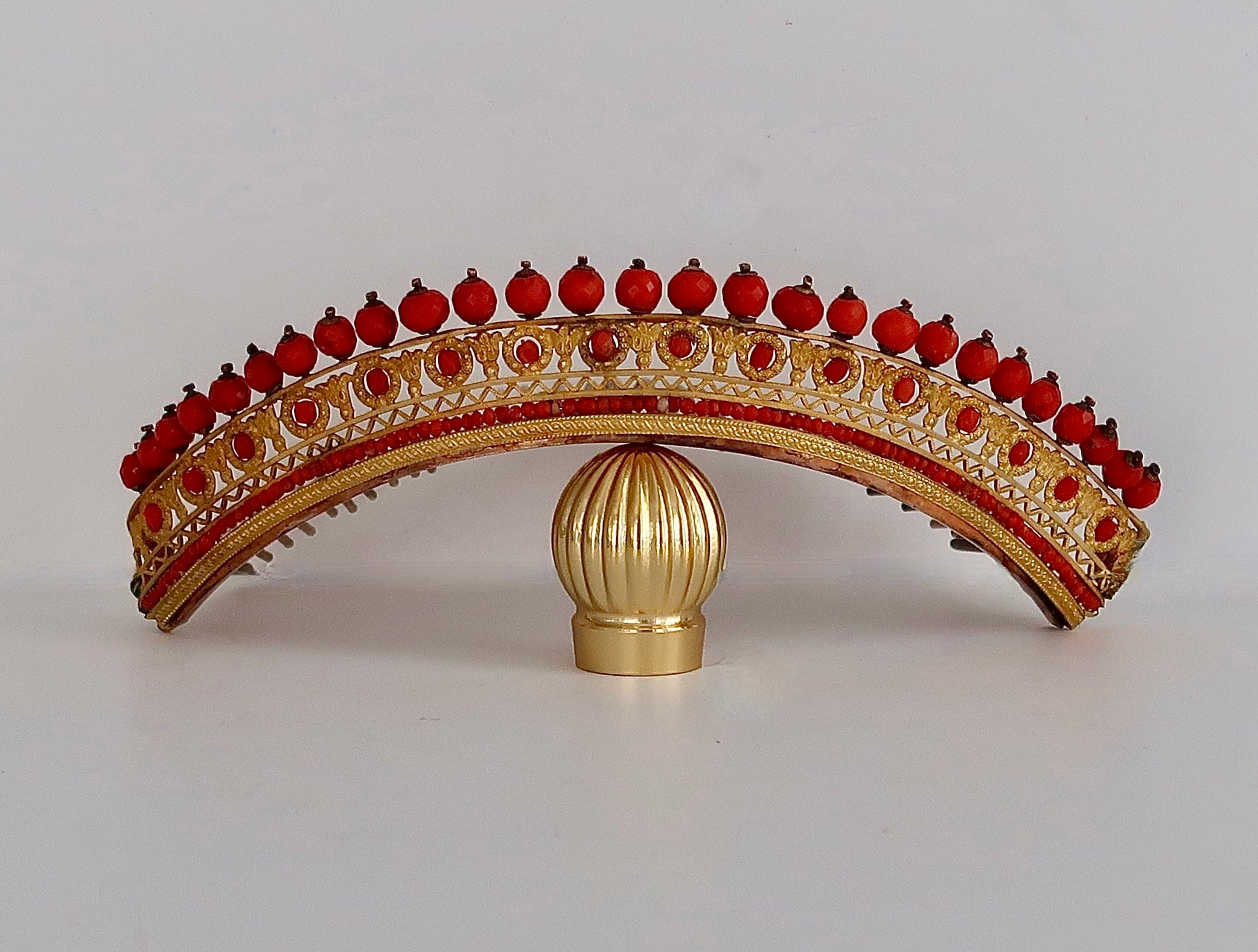 French Empire Red Coral Tiara Comb, Georgian Regency Coral Fire Gilt ...