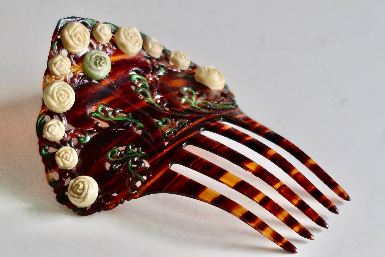 Antique Art Deco Celluloid Roses Hair Comb, Bridal Hair Decoration - Etsy