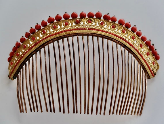 French Empire Red Coral Tiara Comb, Georgian Regency … - Gem