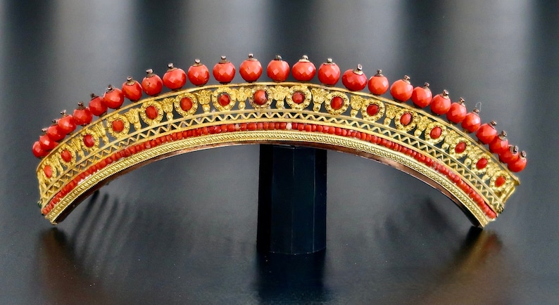 French Empire Red Coral Tiara Comb, Georgian Regency Coral Fire Gilt ...
