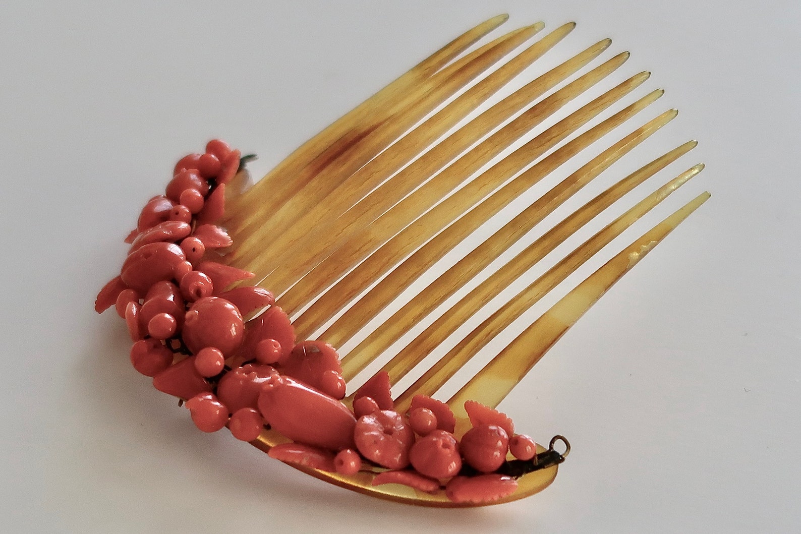 Antique Italian Red Coral Comb W Fitted Case Victorian - Etsy