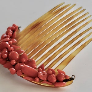 Antique Italian Red Coral Comb W Fitted Case Victorian - Etsy
