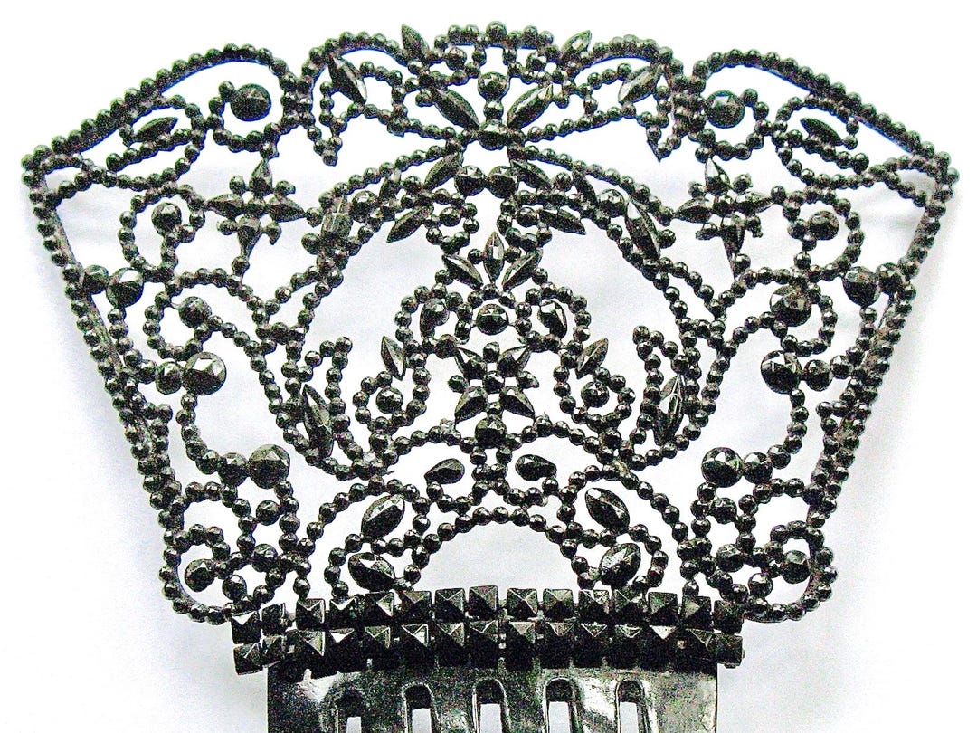 Antique Victorian French Jet Hair Comb - Etsy