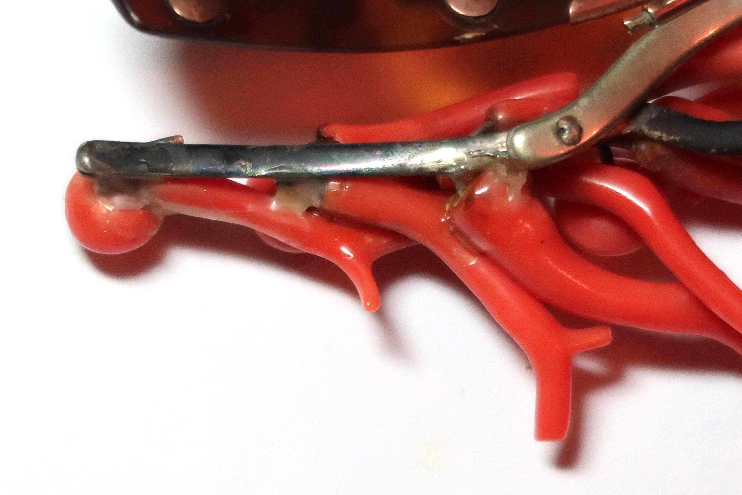 Antique Italian Mediterranean Coral Branch & Button Hair Comb - Etsy