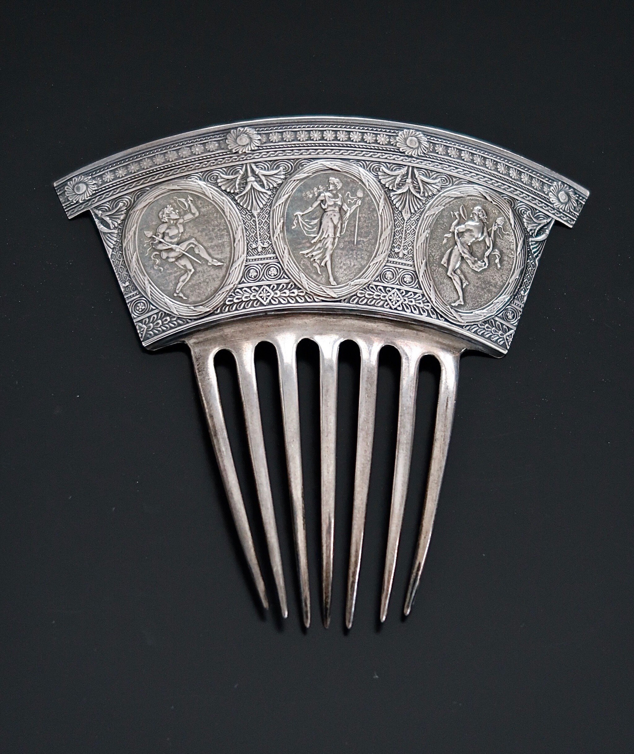 WHITING Victorian Archeological Revival Dionysus Bacchus Sterling Hair ...
