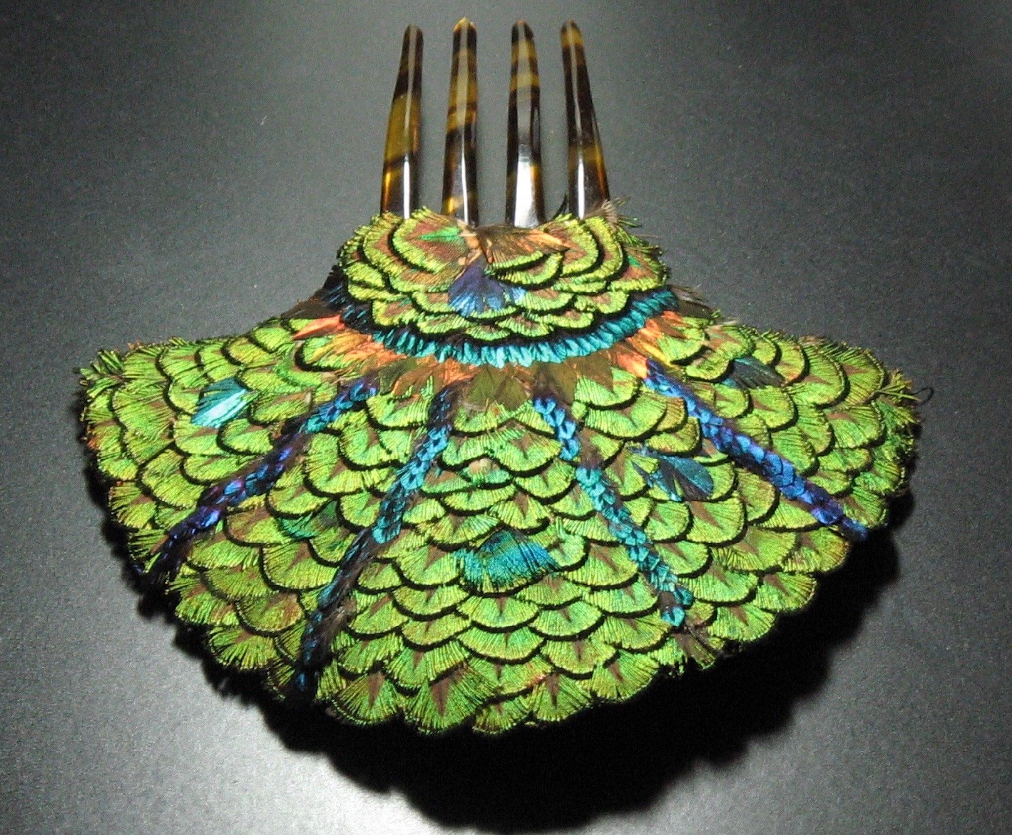 ART DECO Peacock Feather Fan Hair Comb - Etsy