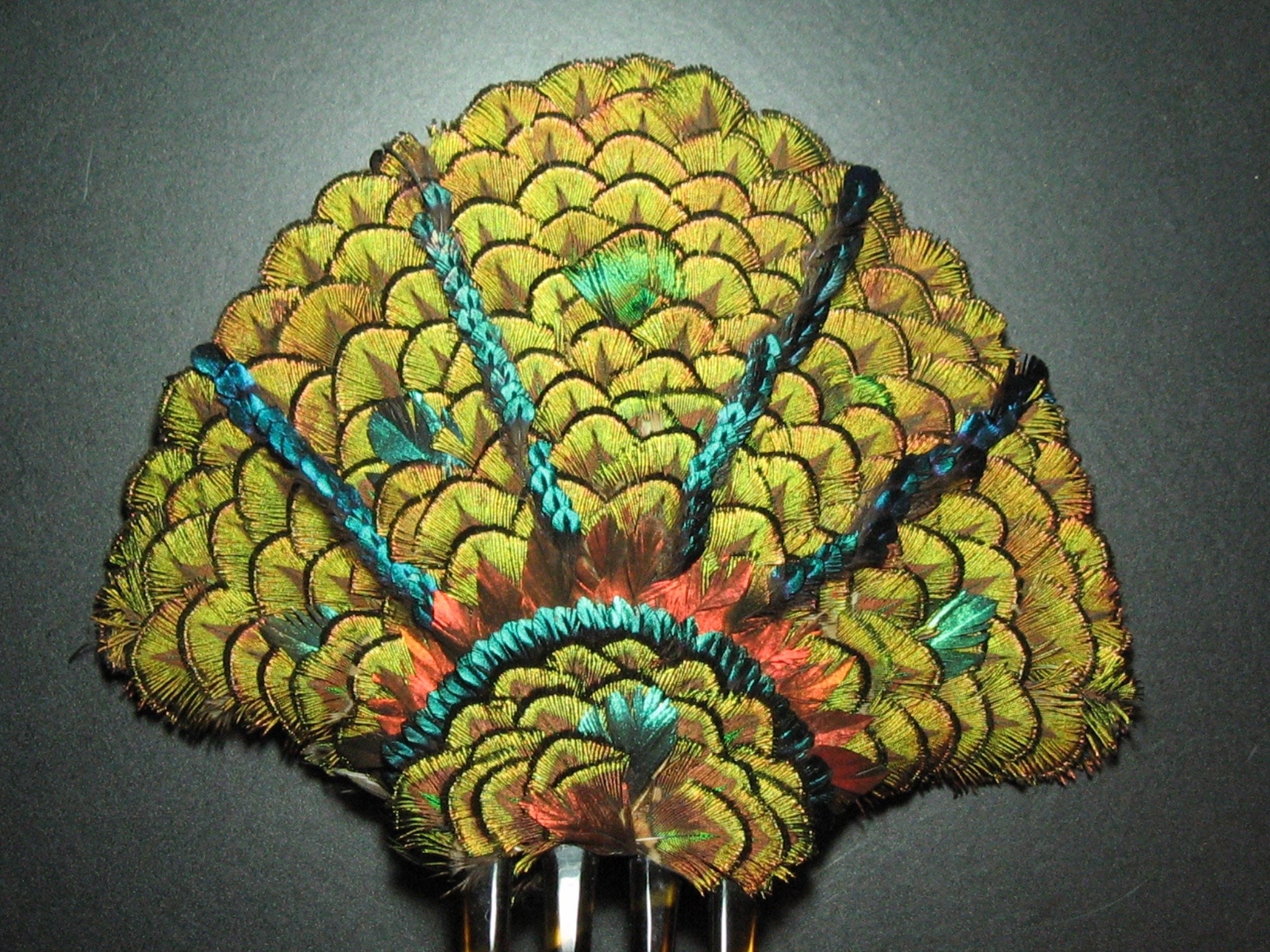 ART DECO Peacock Feather Fan Hair Comb - Etsy