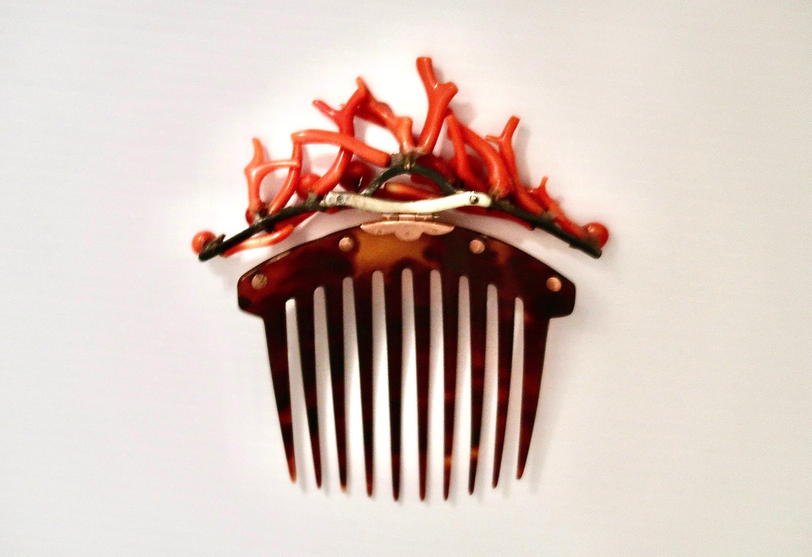 Antique Italian Mediterranean Coral Branch & Button Hair Comb - Etsy