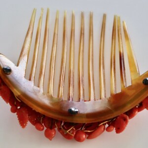 Antique Italian Red Coral Comb W Fitted Case Victorian - Etsy