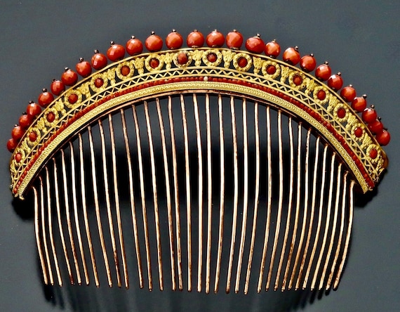 French Empire Red Coral Tiara Comb, Georgian Regency … - Gem