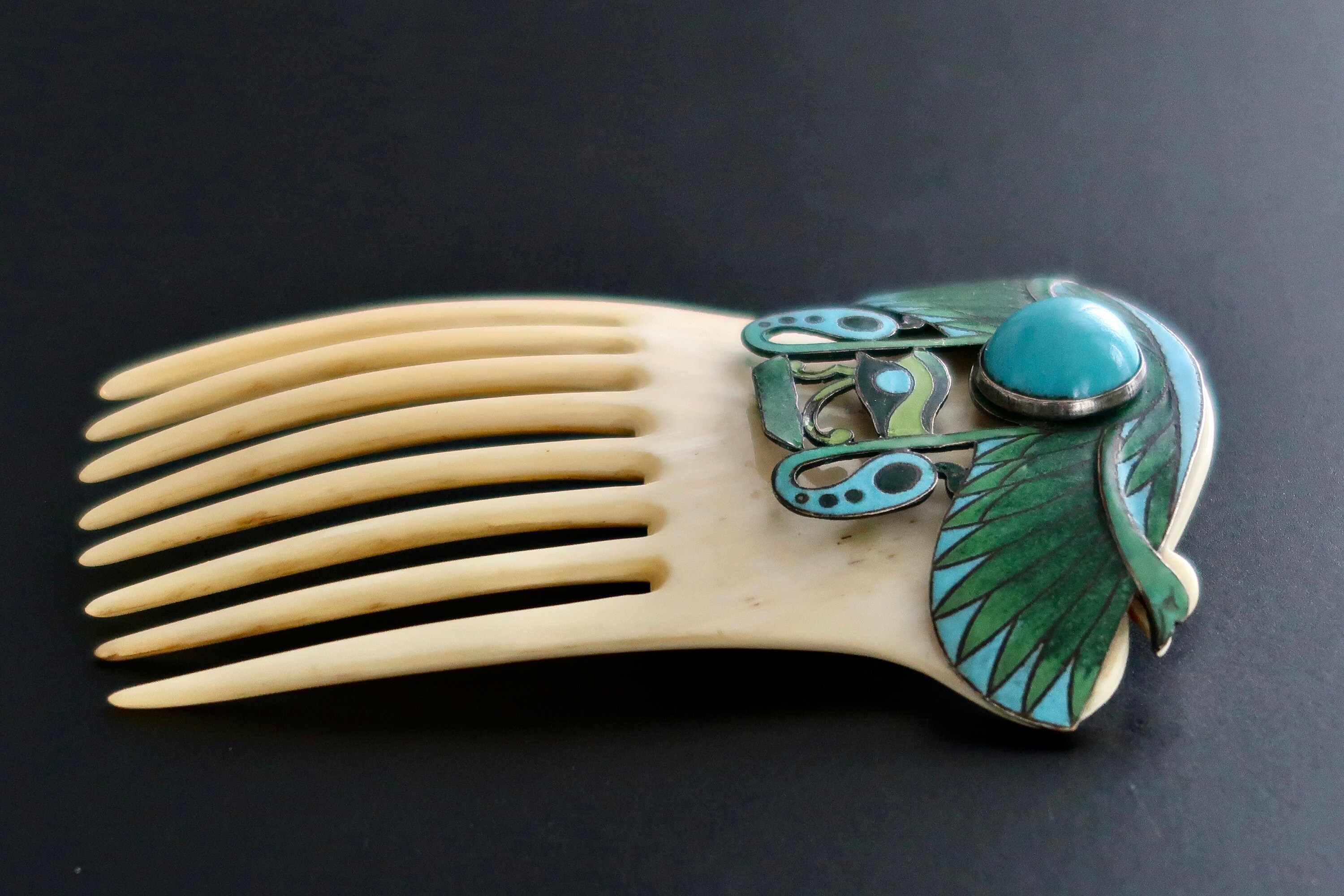 Piel Frères French Art Nouveau Egyptian Revival Champlevé Horn Hair ...