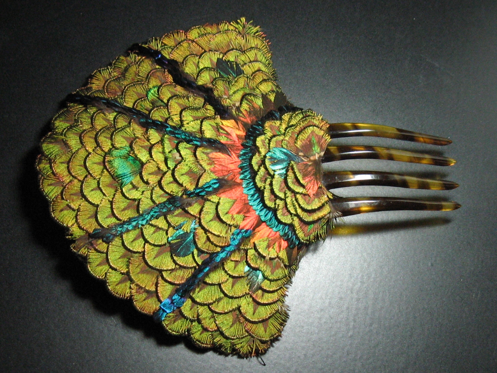 ART DECO Peacock Feather Fan Hair Comb - Etsy