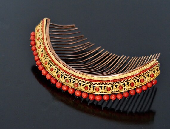 French Empire Red Coral Tiara Comb, Georgian Regency … - Gem