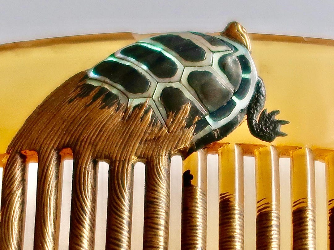 Japanese Art Nouveau Minogamé Kushi Hair Comb Signed / Meiji Taishō - Etsy