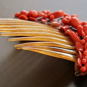 Antique Italian Red Coral Comb W Fitted Case Victorian - Etsy