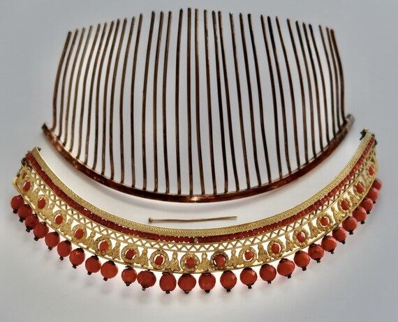 French Empire Red Coral Tiara Comb, Georgian Regency … - Gem