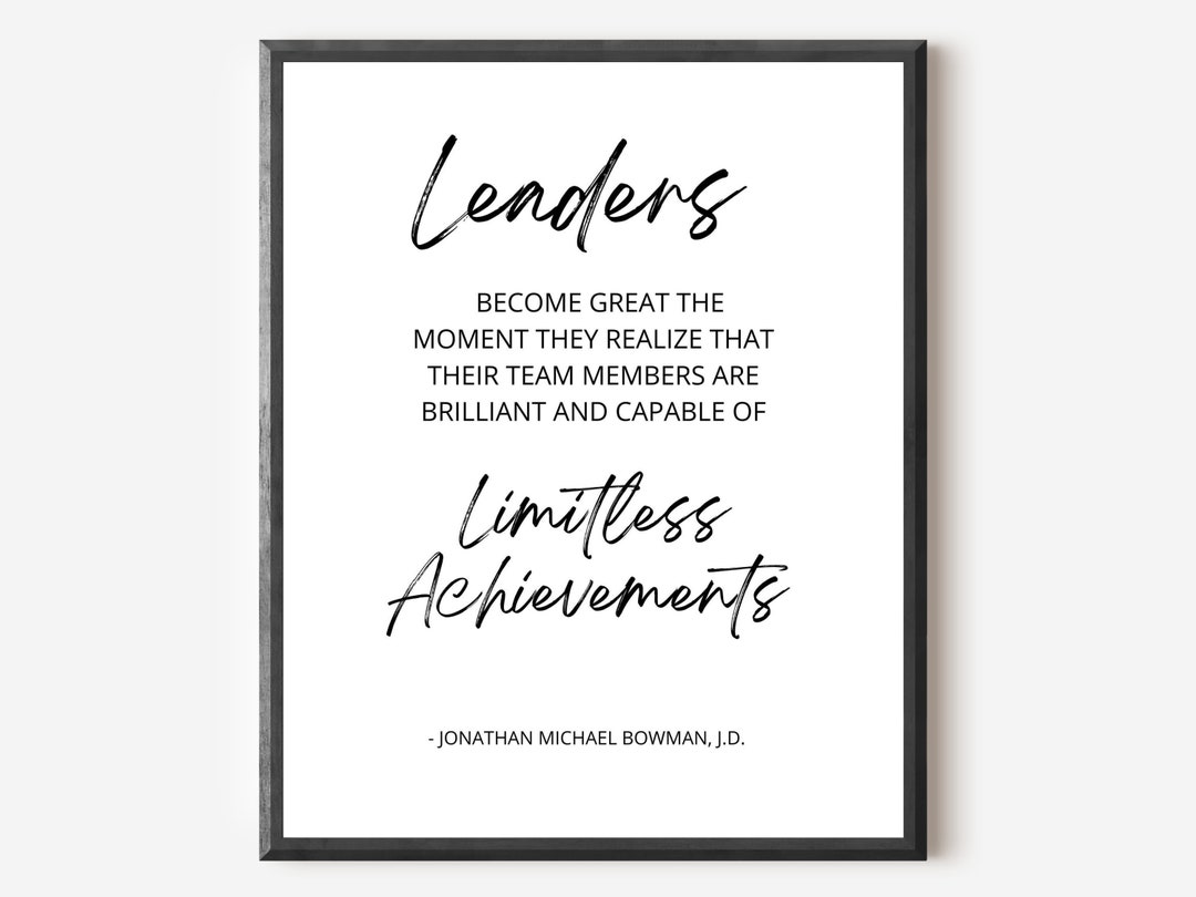 Leaders Become Great, Motivational Printable Art, Inspirational Quote ...