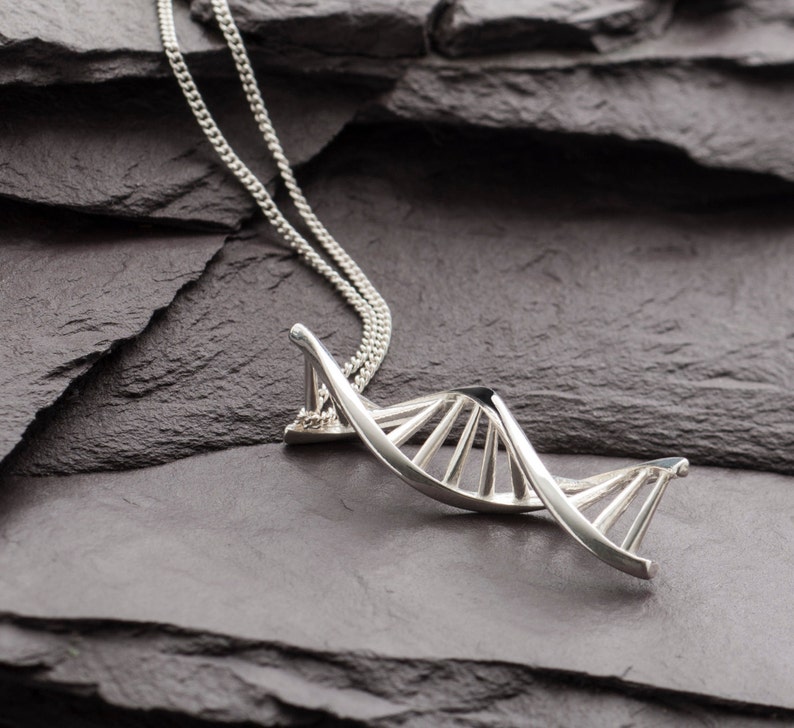 Silver Double Helix (DNA) Necklace. - Etsy