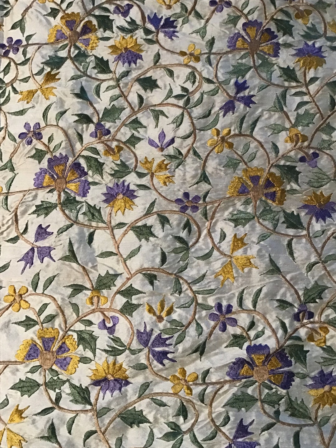 Vintage James Hare Silks Floral Embroidered Silk Yardage England - Etsy