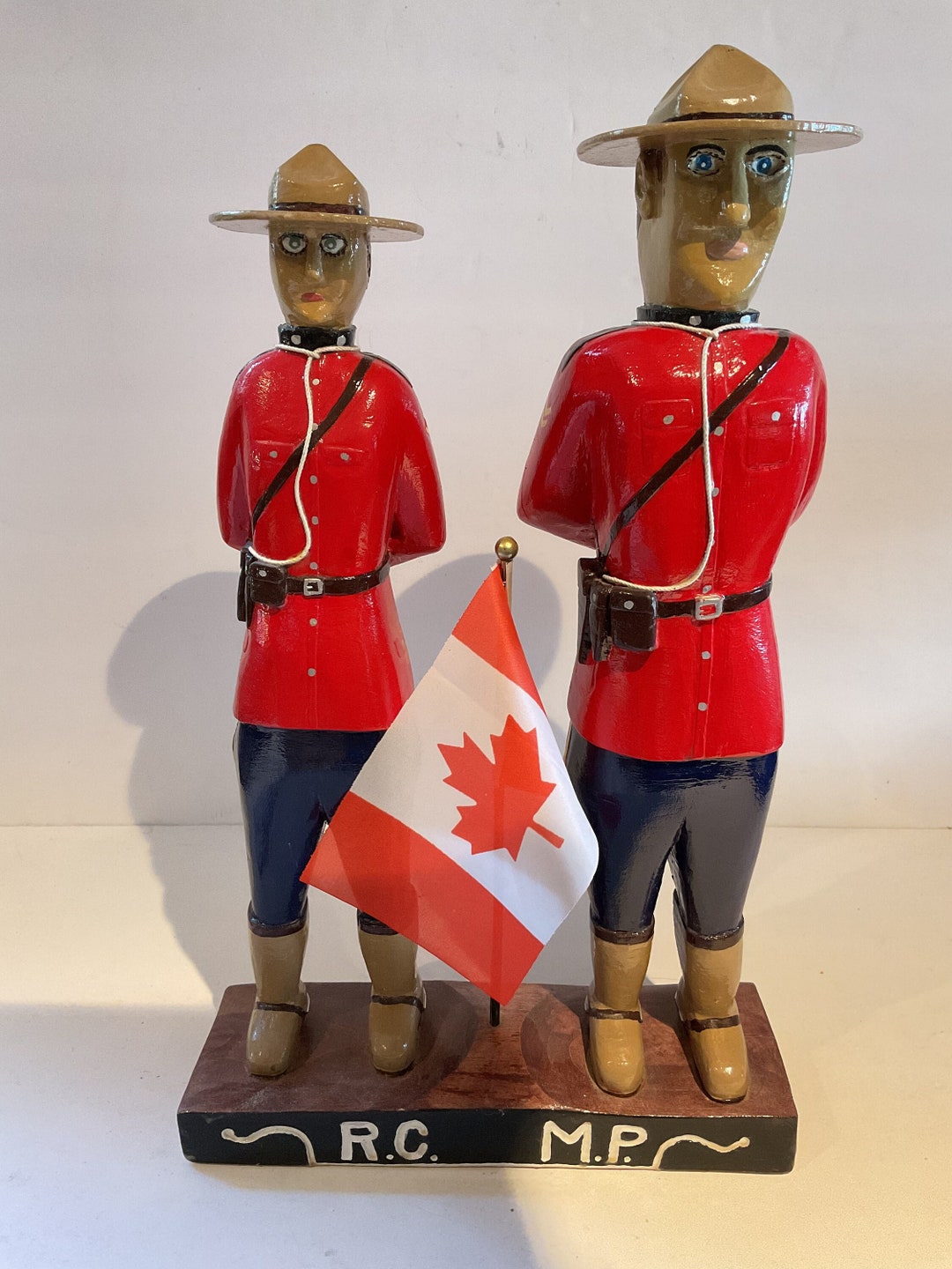 Folk Art RCMP Couple Canada Hand Carved Mounted Police - Etsy