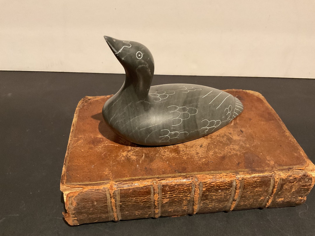 Vintage Johnny Takatak Loon Inuit Carved Stone Eskimo Signed - Etsy