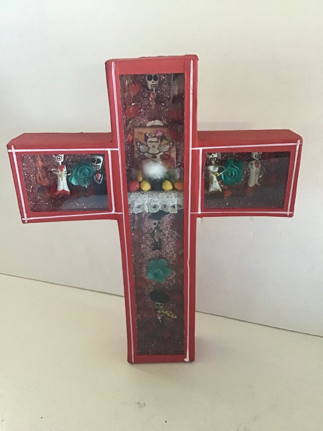 Mexican Folk Art Cross Frieda Kahlo Day of the Dead - Etsy