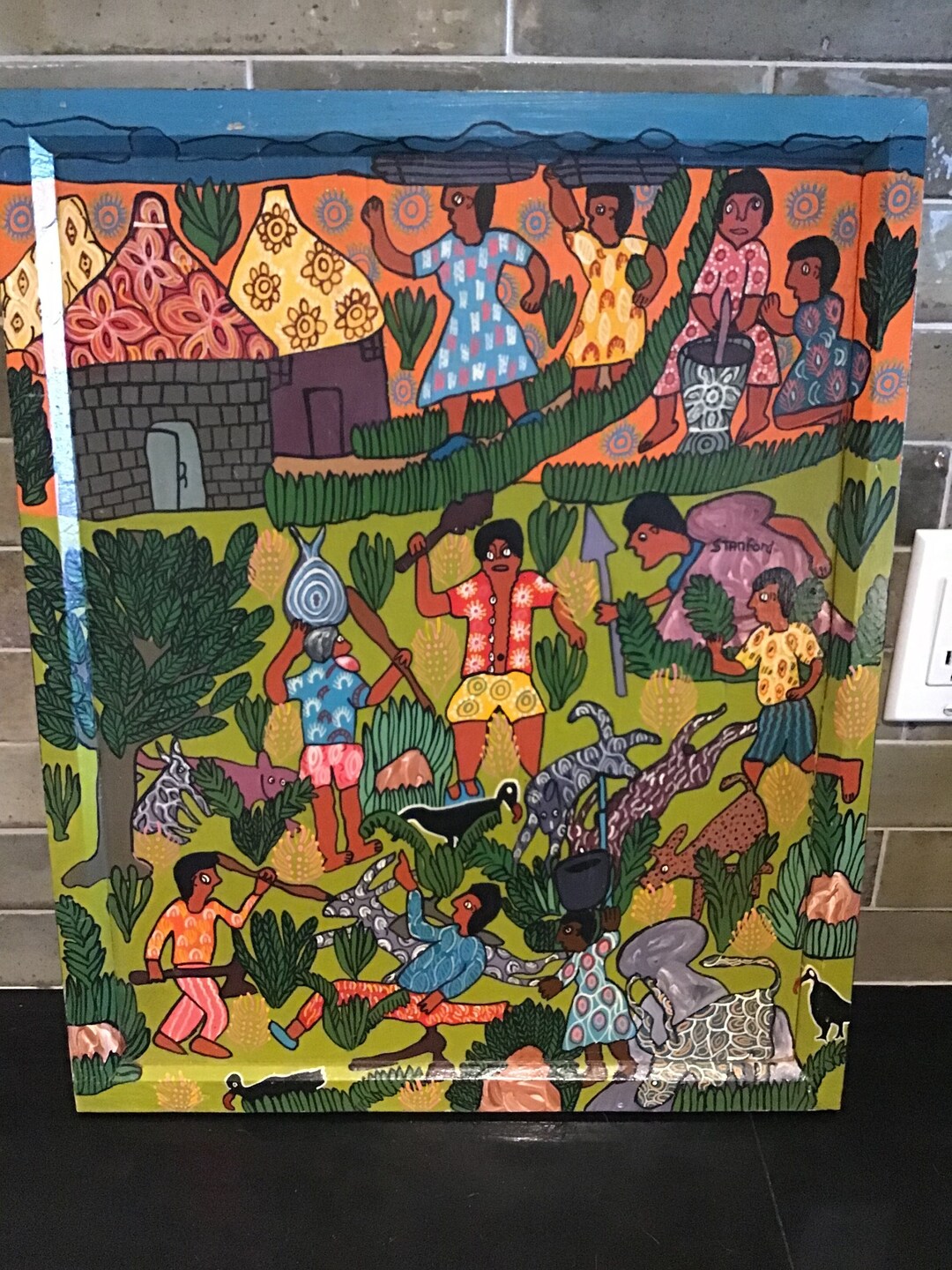 Vintage Mexican Folk Art Painting on Wood Hunting - Etsy