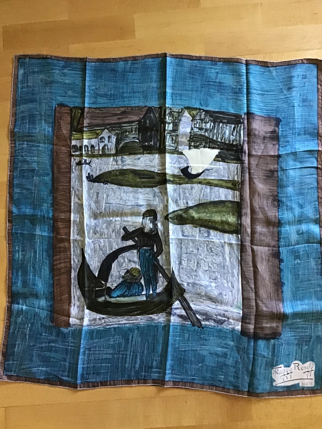 Vintage Maggy Rouff Paris Silk Scarf Gondola - Etsy