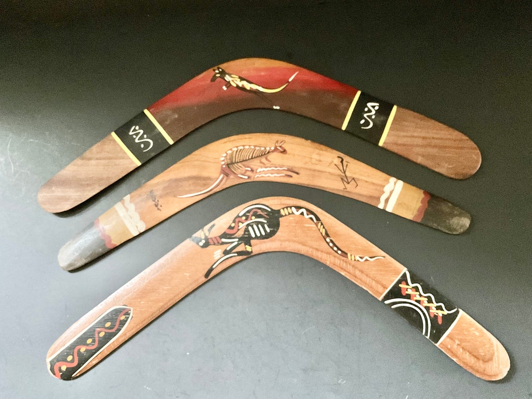 Vintage Boomerangs Australian Indigenous (3) Hand Painted - Etsy
