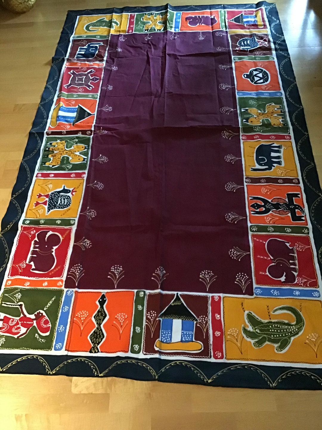 Hand Painted Table Cover Canvas Africa - Etsy