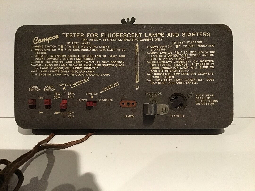 Vintage COMPCO Fluorescent Light & Starter Tester Chicago USA 1950’s ...