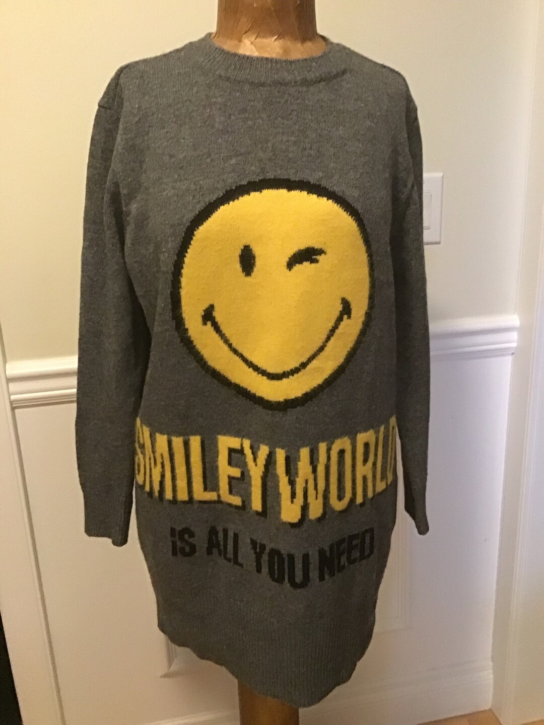 Smiley Face Wool Sweater Smiley World Kitsch - Etsy