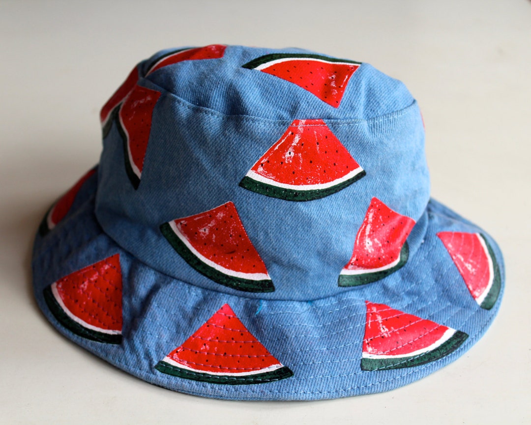 Juicy Watermelon BUCKET HAT Denim - Etsy