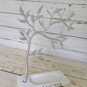 Tree Shaped Jewelry Display Wooden Base Metal Tree Necklace and ...