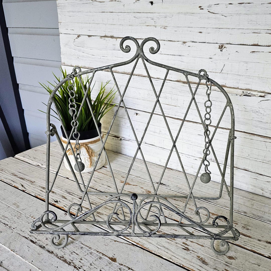 Gray With Black Undertones Metal Cookbook Holder - Recipe Display ...