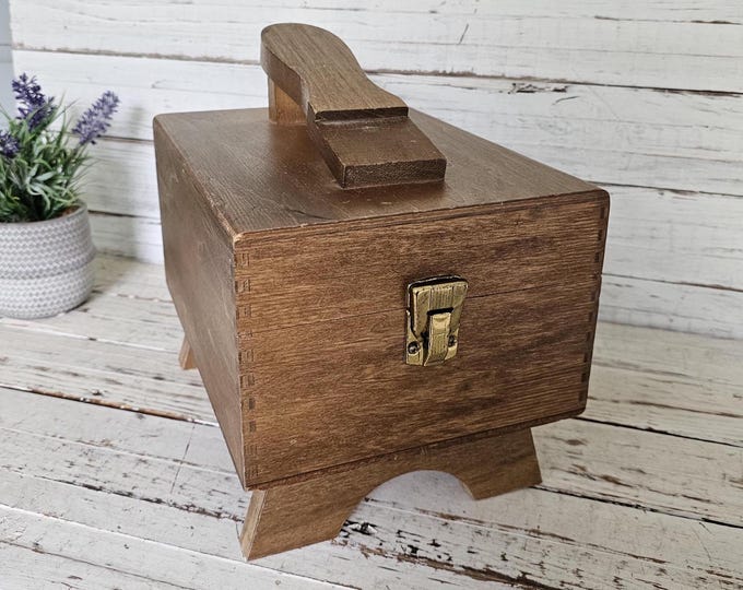 Wooden Shoeshine Groomer Carrier - Shoe Shine Box - Wooden Dovetail ...