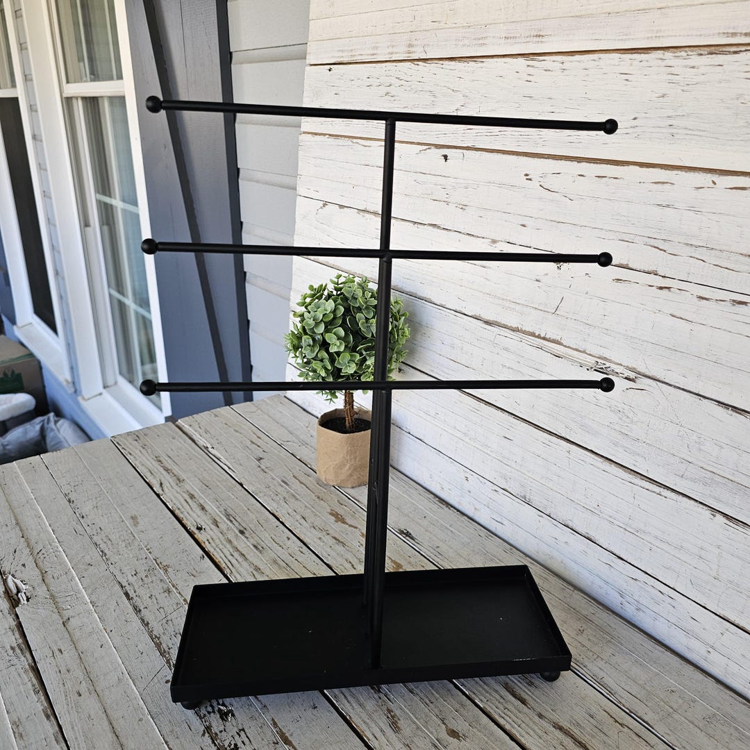 Black Metal 3-tier Jewelry Display - Large Jewelry Display -black ...