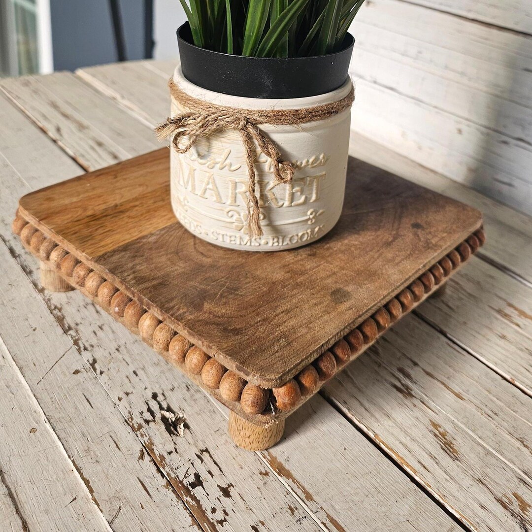 Square Wooden Display Tray - Decorative Square Stand - Light Wooden ...