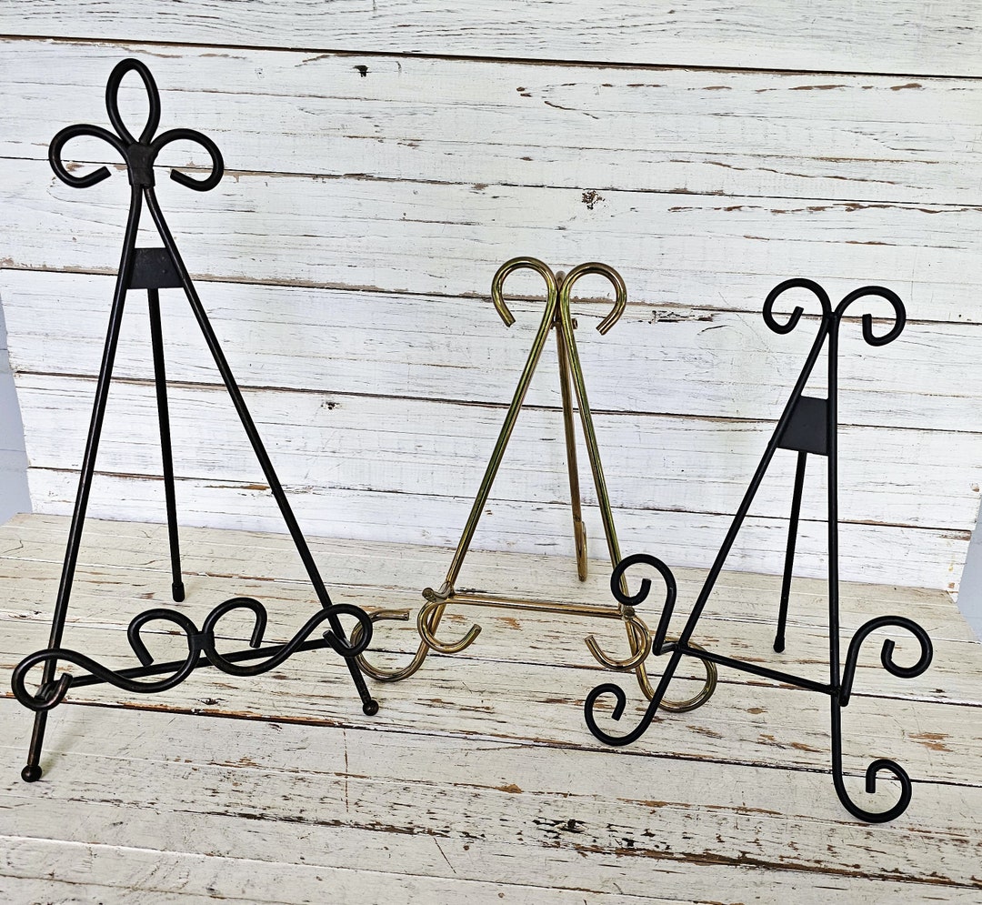 3 Metal Display Easels: Black and Gold, Collapsible Tabletop Stands - Etsy
