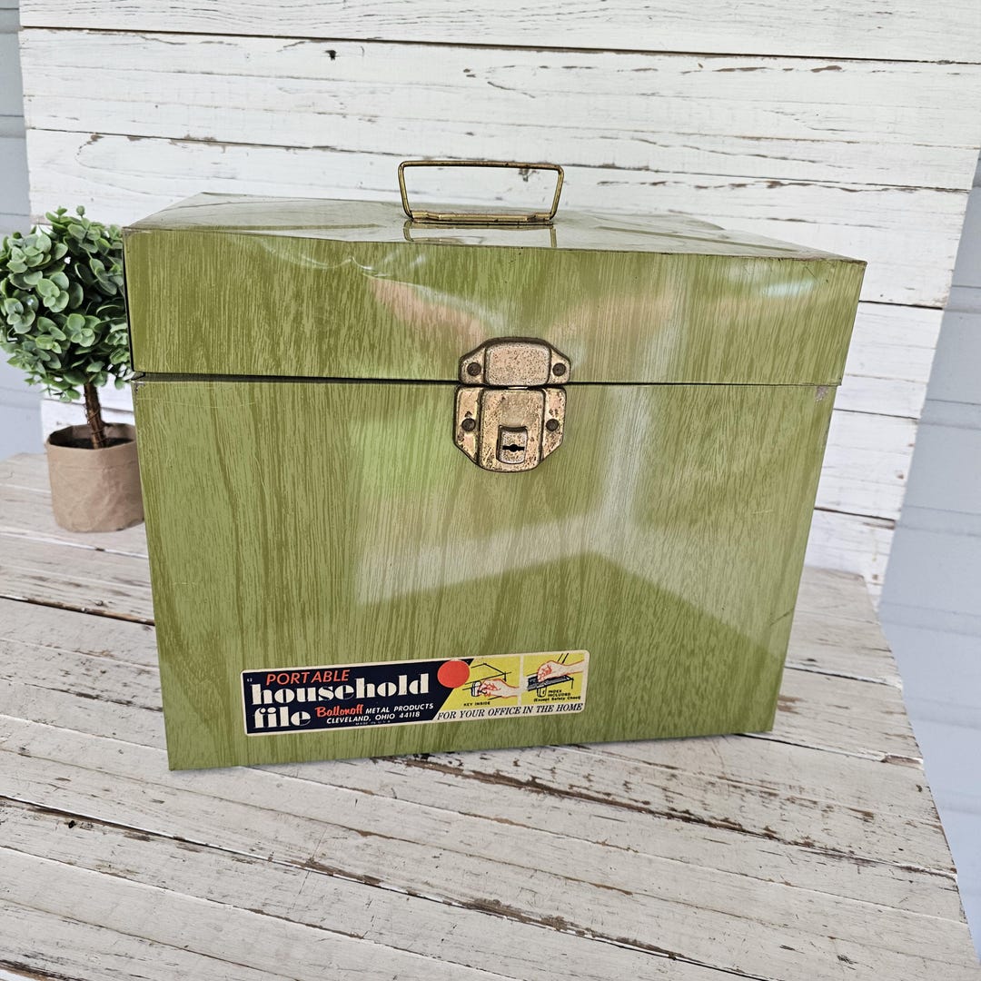 Vintage Pale Green Metal File Box - Large Metal File Storage - Vintage ...