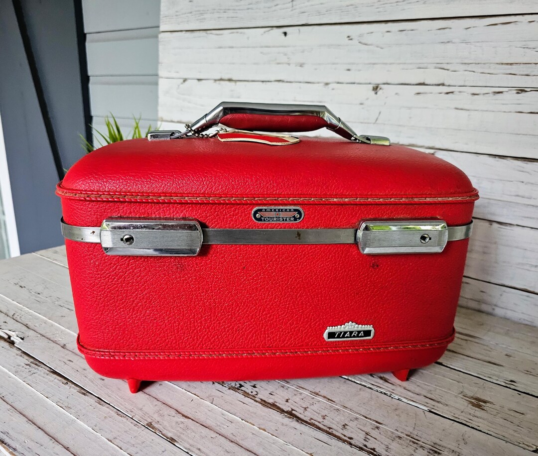 Vintage Bright Red American Tourister Train Case - Hard Shell - Tiara ...