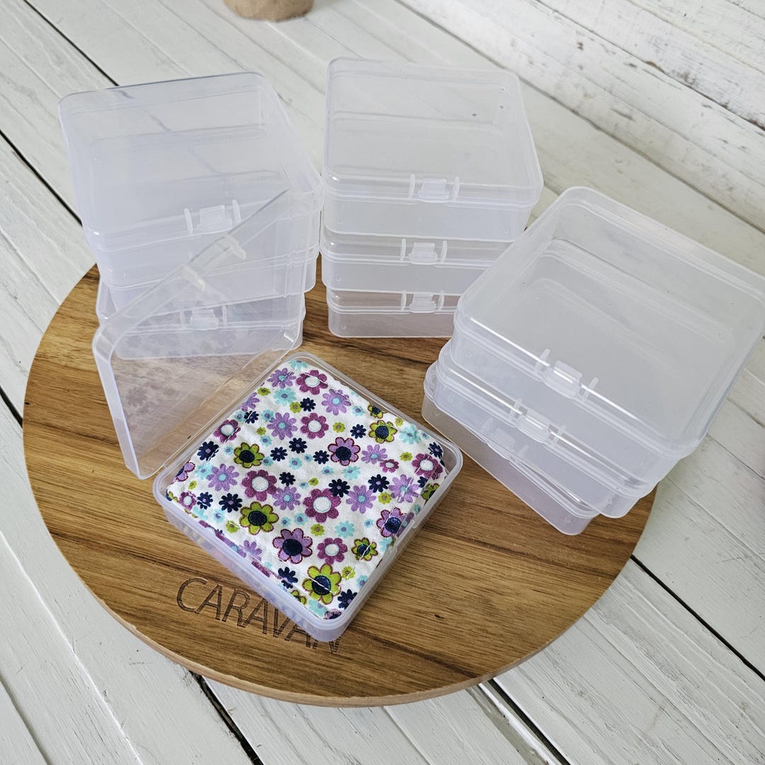 30 Frosted Square Plastic Containers With Attached Lid - Snaps Shut - 3 ...