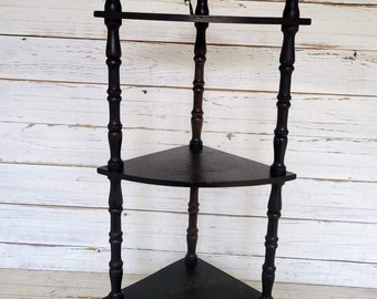 Vintage Spindle Corner Shelf 3 Tier Tabletop Shelf Wall Shelf Wooden ...