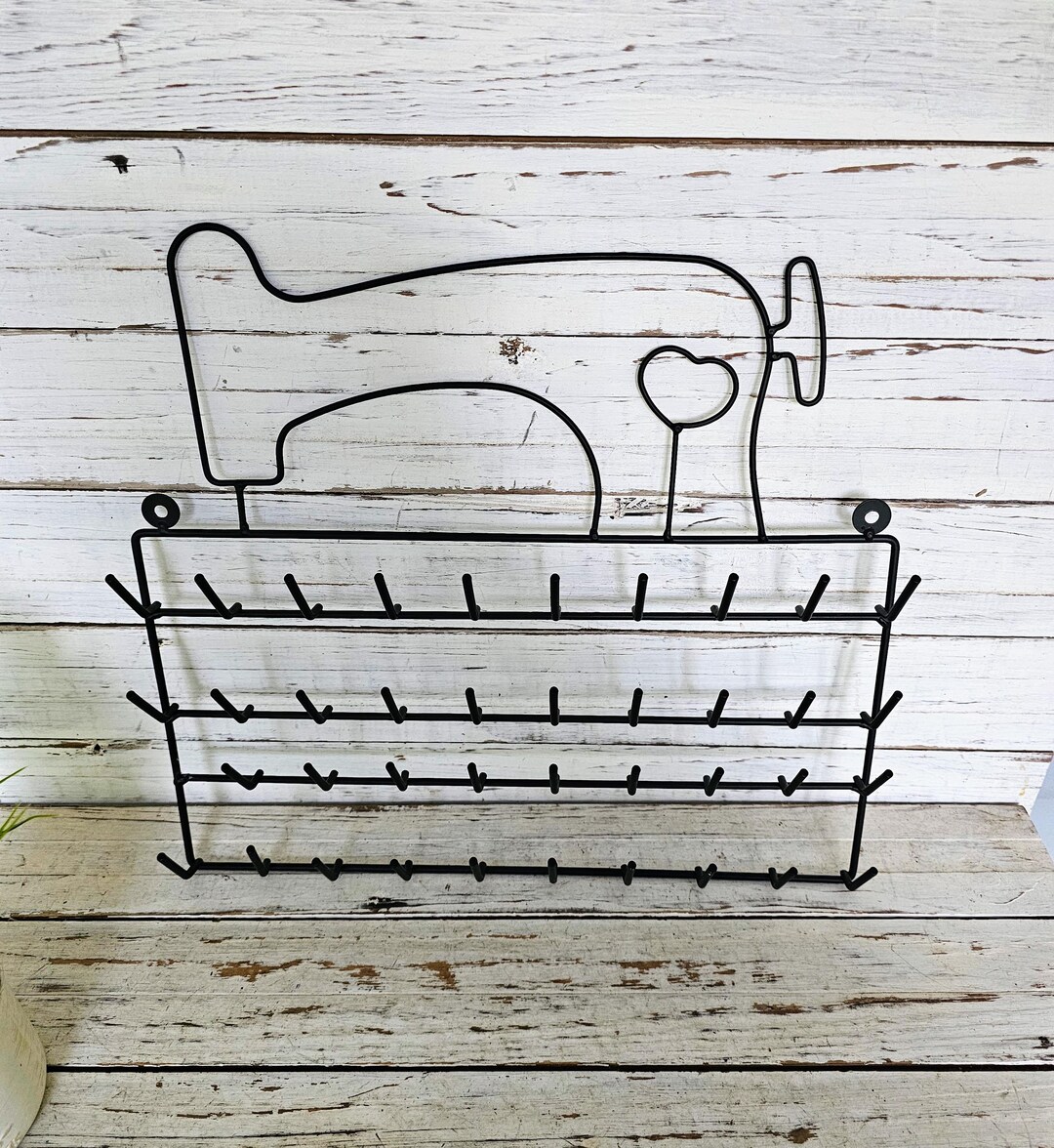 Metal Wall Spool Rack Shaped Like Sewing Machine Thread Organizer ...