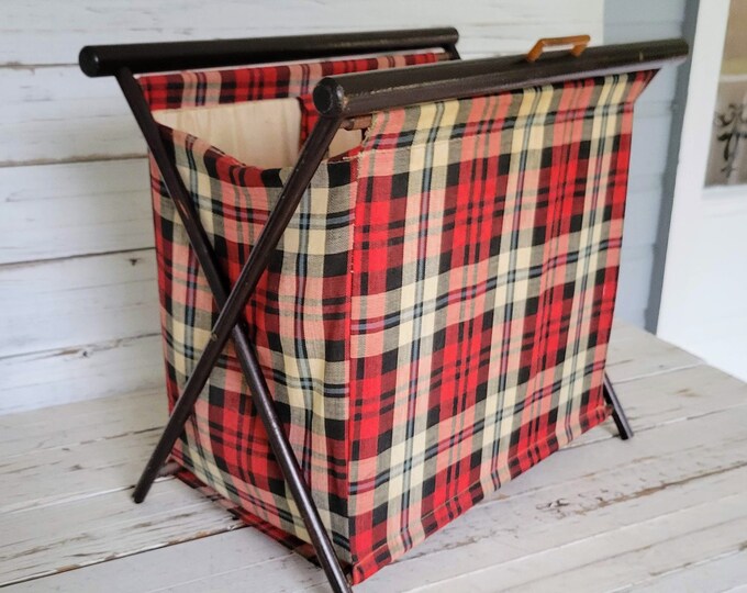 Vintage Stand up Folding Wood Frame Sewing Knitting Portable Tote Caddy ...