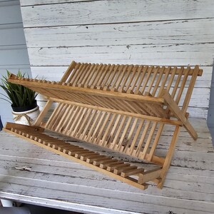 Vintage Wooden Drying Rack Extra Large Collapsible Plate Rack ...