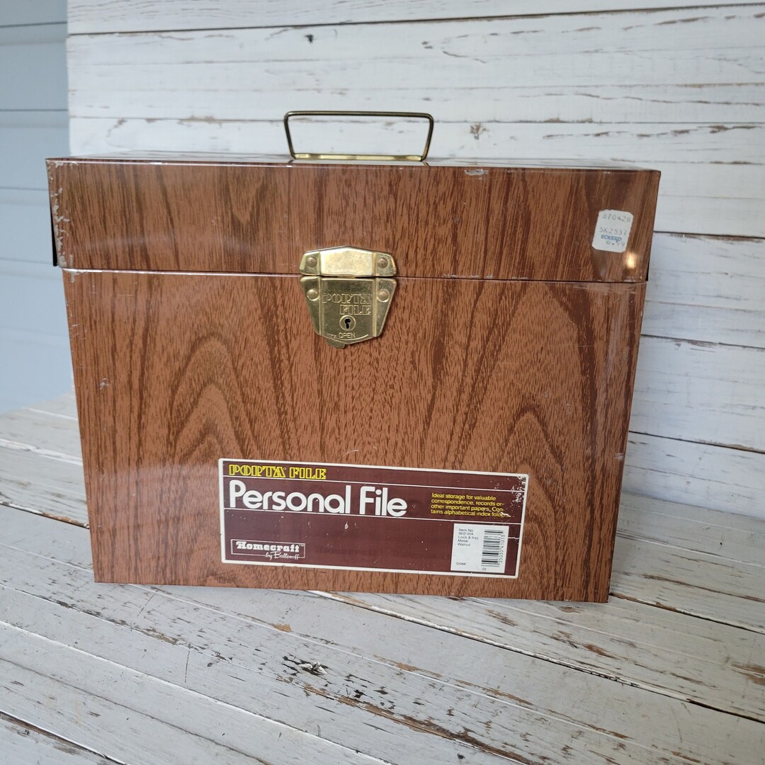 Vintage Woodgrain Metal File Box Portafile Metal File - Etsy