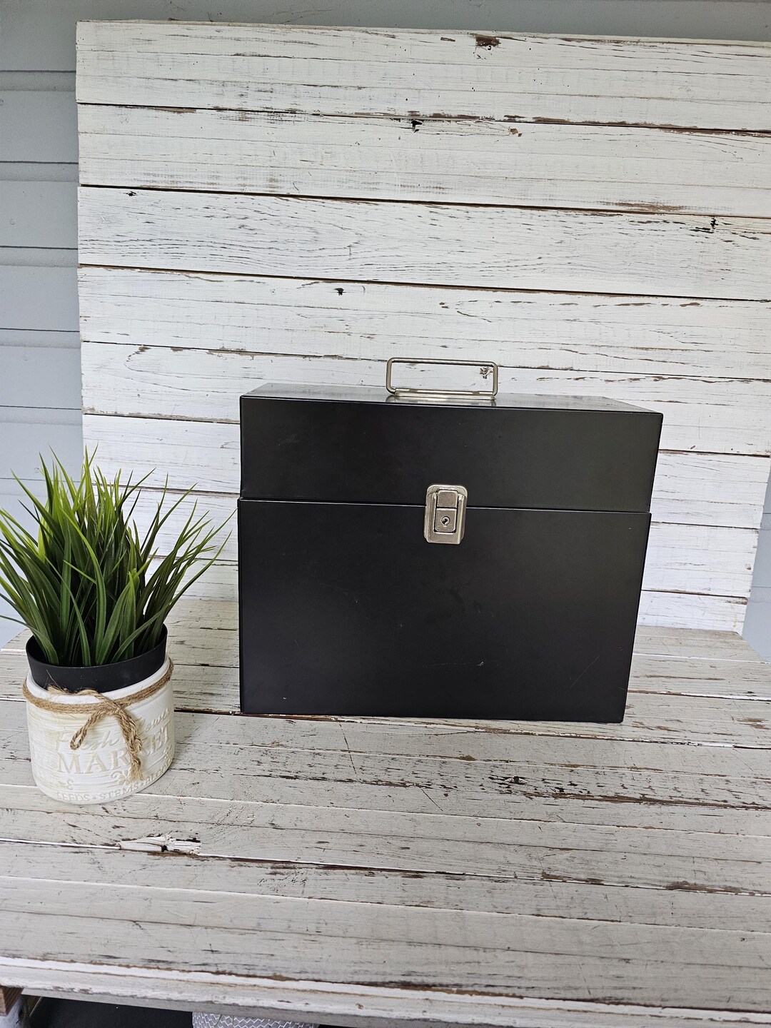 Vintage Black Metal File Box Metal File Storage Vintage Metal Box ...